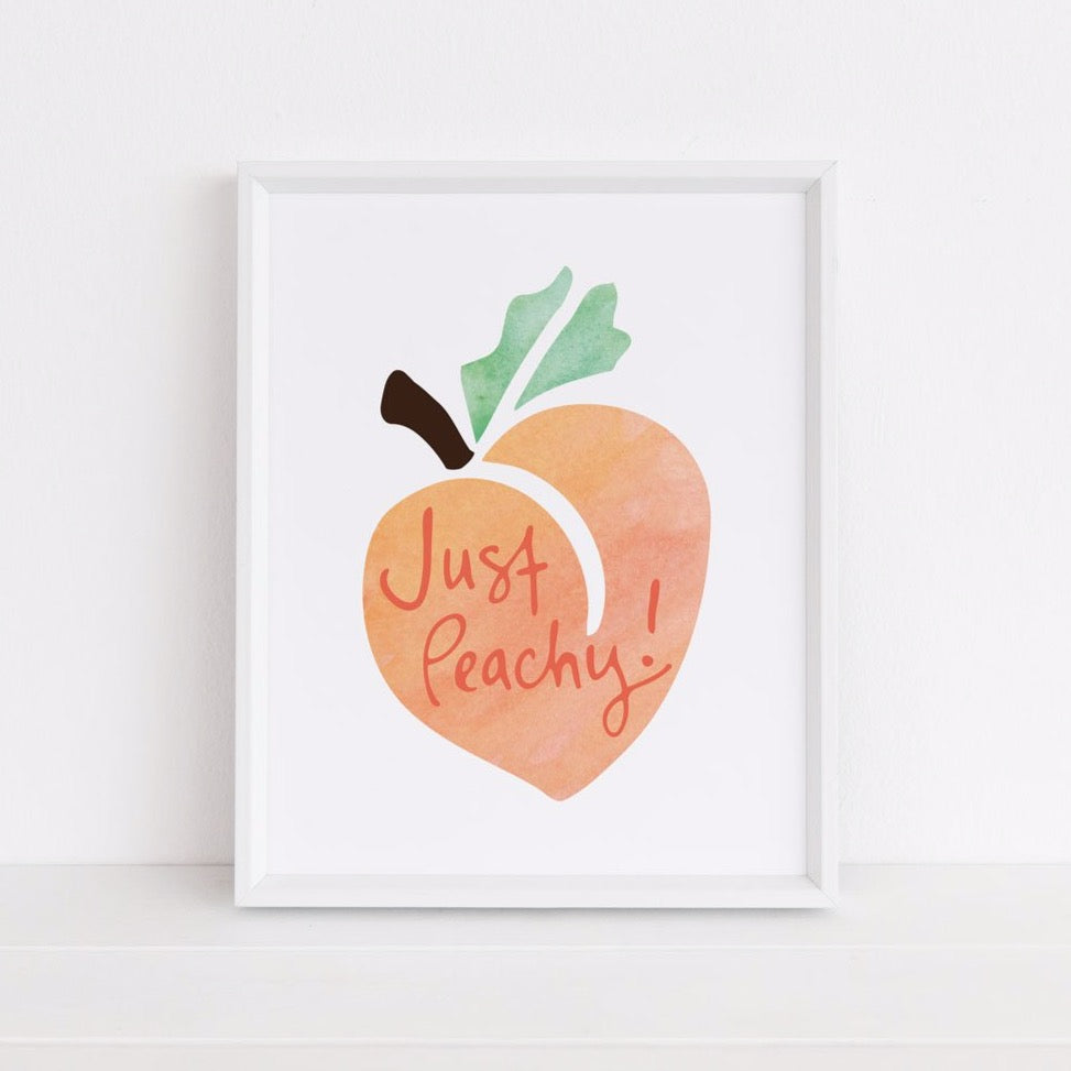 Just Peachy Art Print, Georgia Peach Decor, Fun Housewarming Gift ...