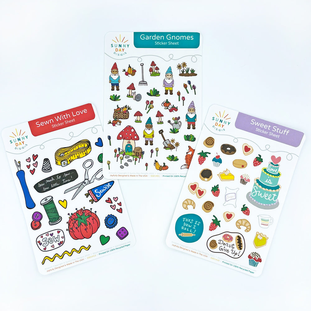 Recycled + Sustainable Cute Sticker Sheets, Planner Stickers ...