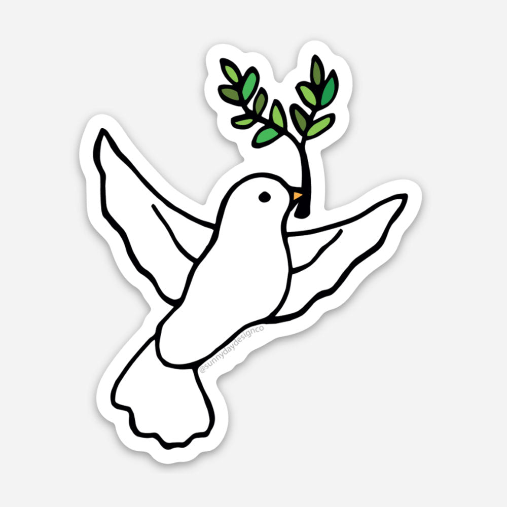 Peace Dove Vinyl Sticker, World Peace Gift, White Dove with Olive ...