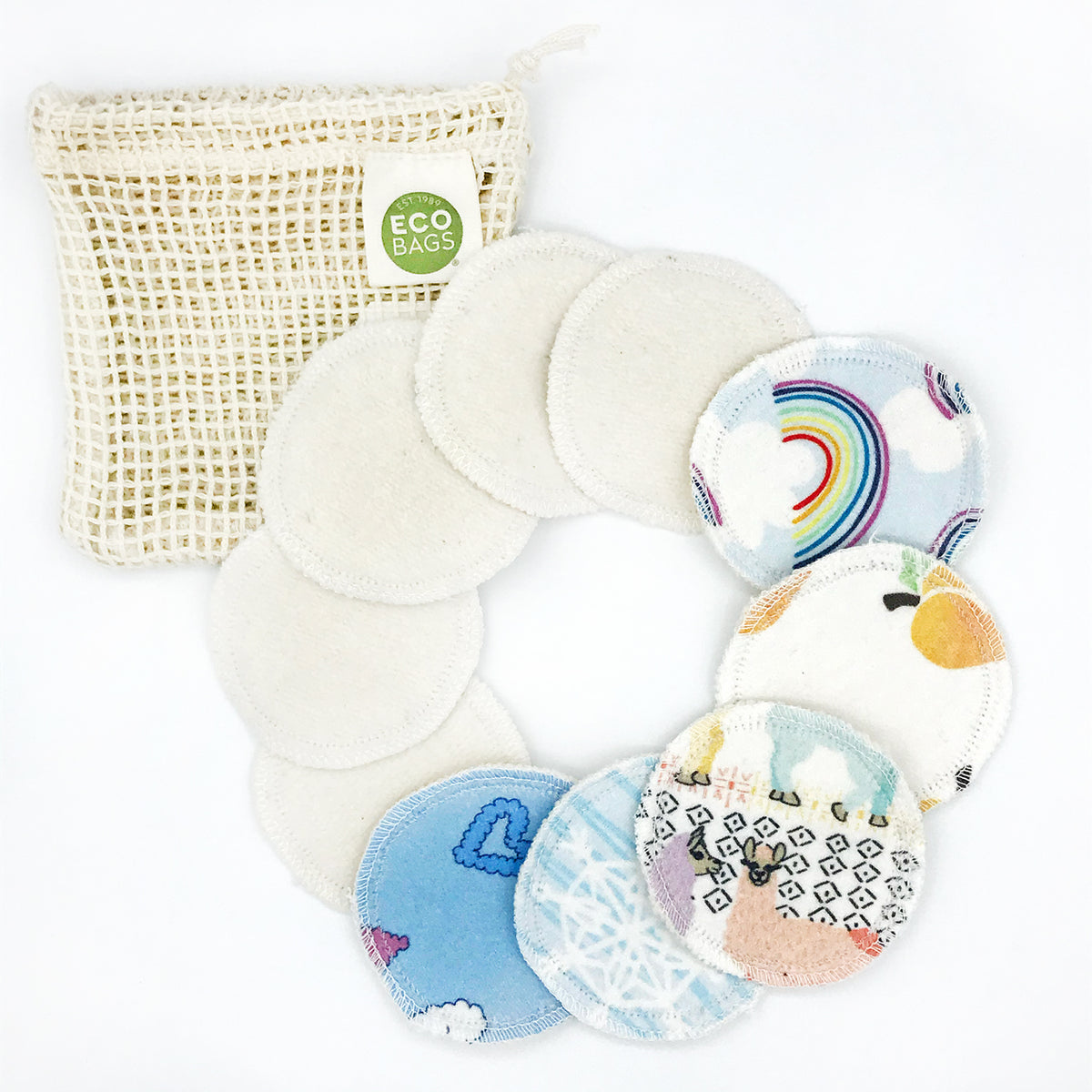 Reusable Facial Rounds, Organic Cotton, Set of 10 Makeup Remover Wipes ...