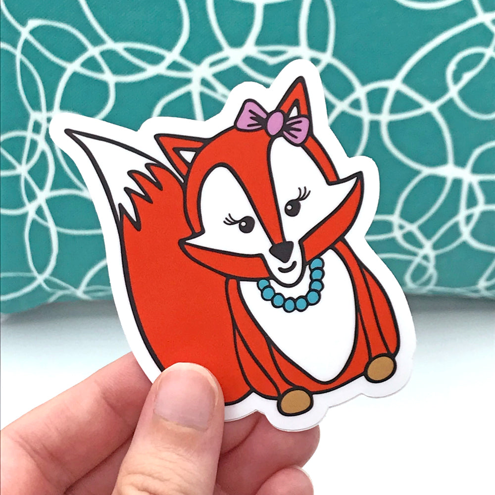 Foxy Lady Vinyl Sticker, Fun Animal Waterproof Sticker for Kids, Fox ...
