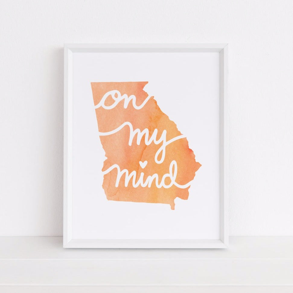 Georgia On My Mind Art Print, State-Themed Decor, Peachy Gift Idea ...