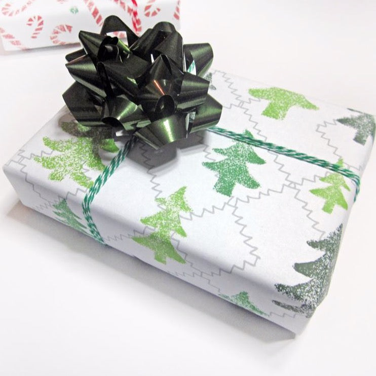 Forest Christmas Tree Wrapping Paper, Woodland Matte Holiday Gift Wrap ...