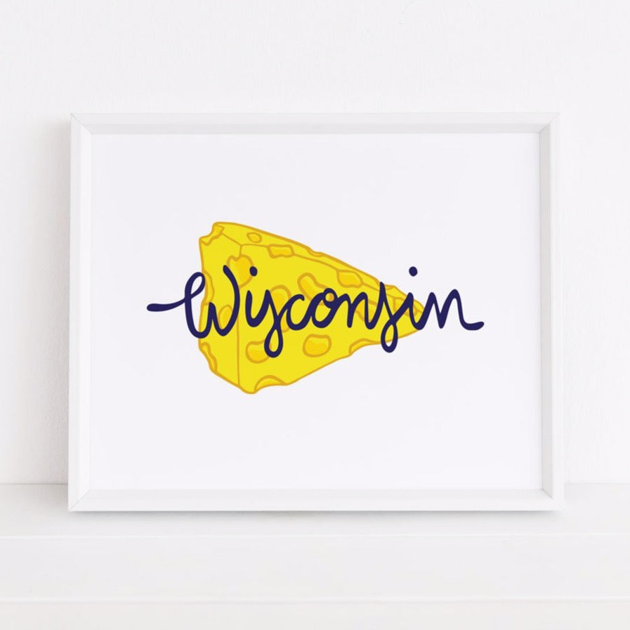 Wisconsin Cheese Art Print, Quirky Dairy State Decor, Housewarming Gift ...